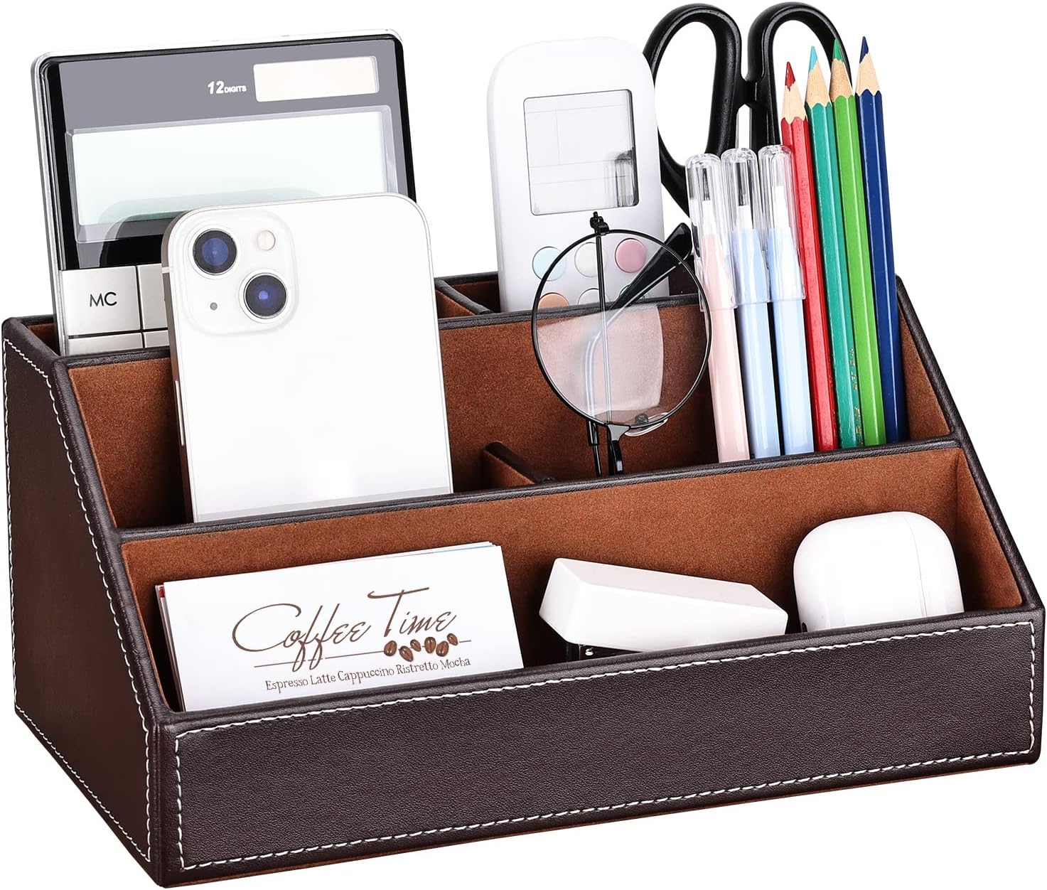 KINGFOM Büro Schreibtisch Organizer Ordnungssystem 4 Speicherabteil PU ...