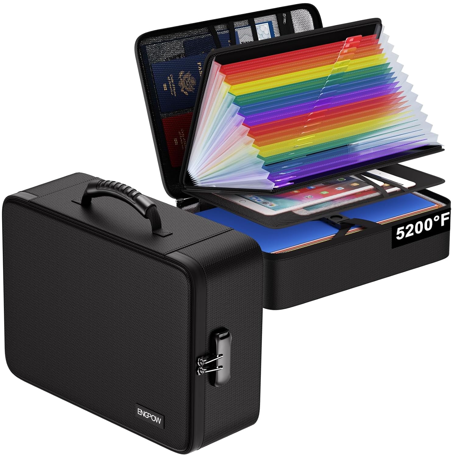 ENGPOW 5200℉ Soft Case Fireproof Document Box with Lock,Fireproof Box ...