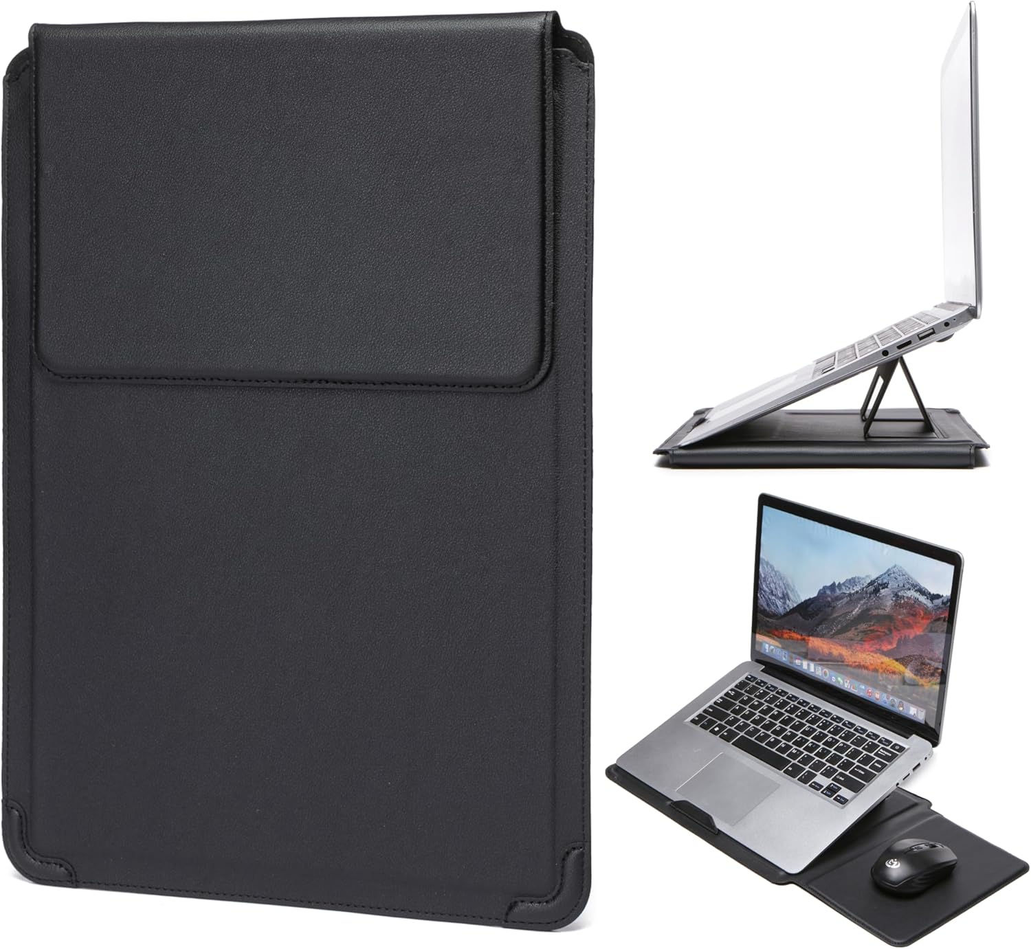 Hyfant Laptop Sleeve with Stand 15-16 Inch Leather Laptop Case with ...