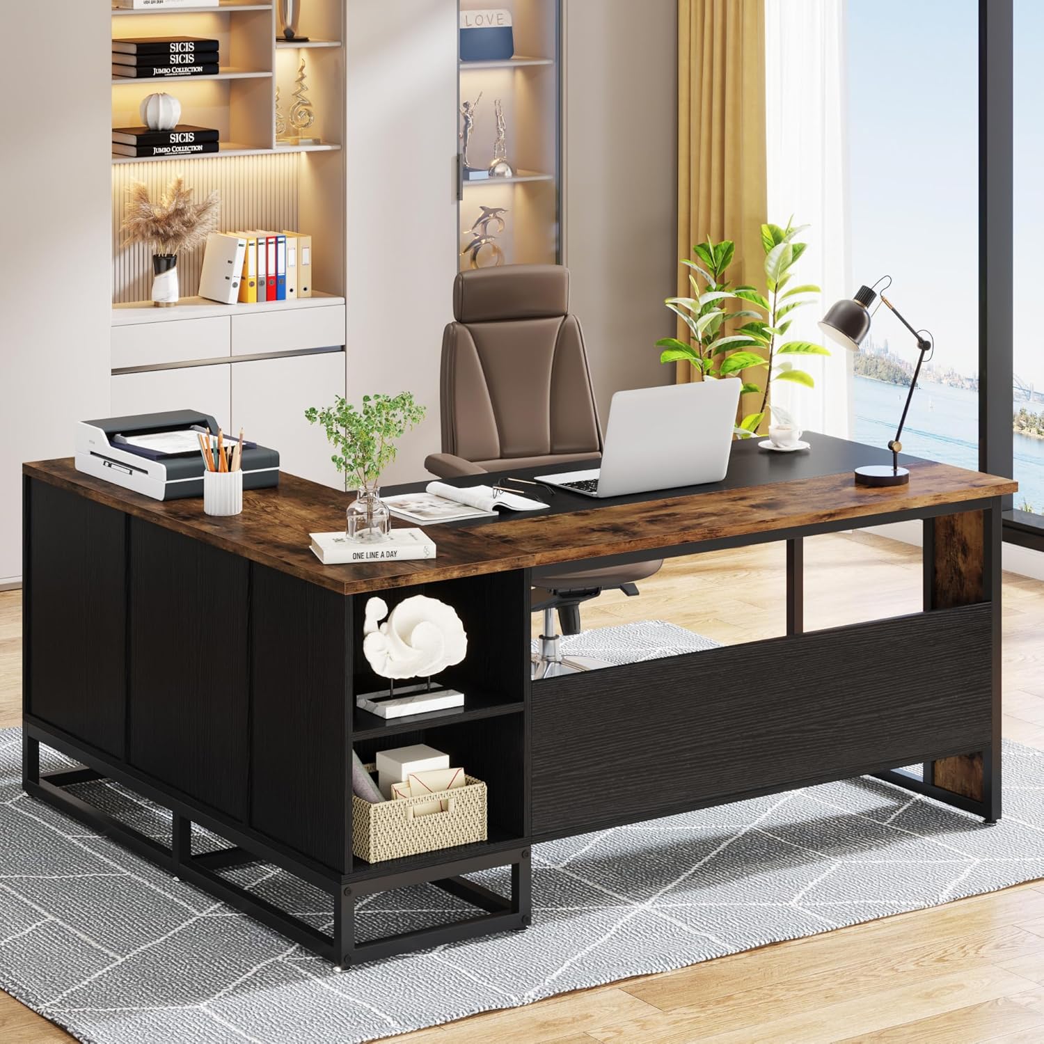 Amazon.com: Tribesigns 63" L-Shaped Executive Desk, Large Office Desk ...