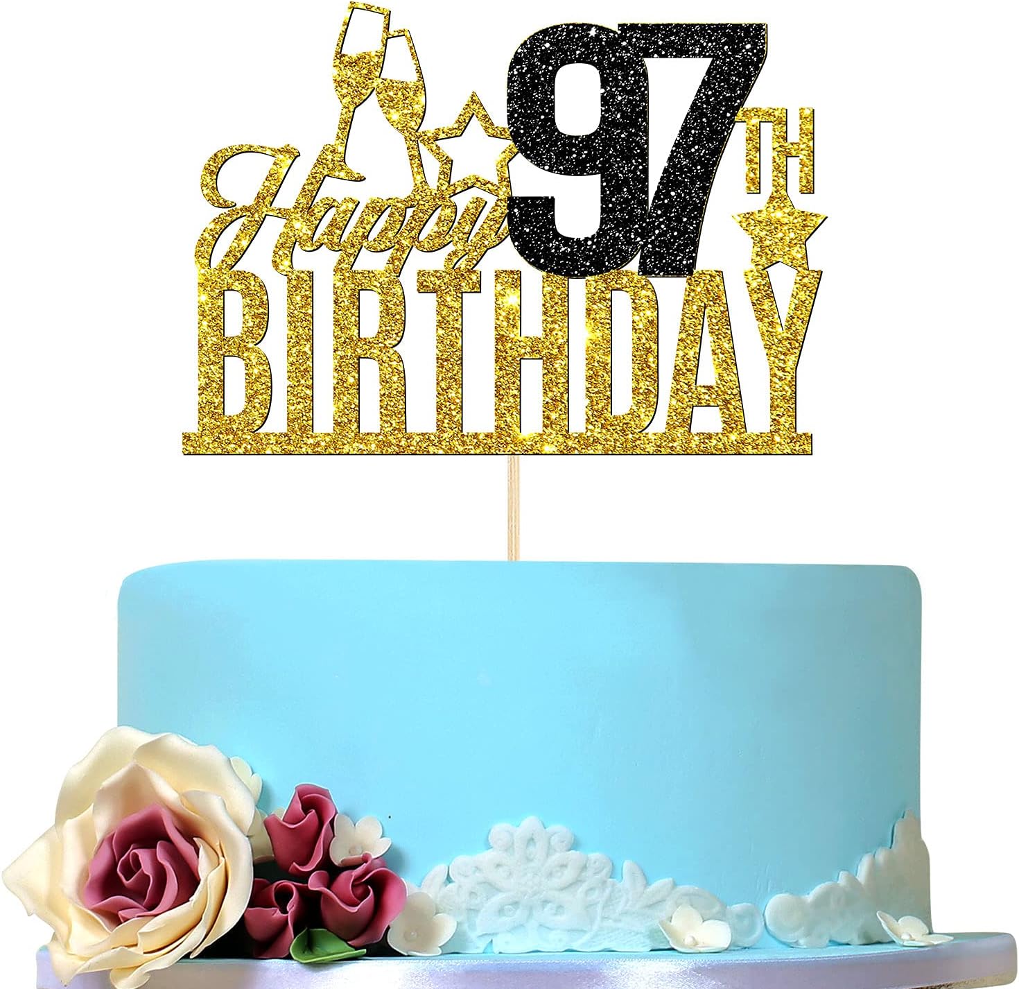 Amazon.com: Happy 97th Birthday Cake Topper - Ninety seven-year-old ...