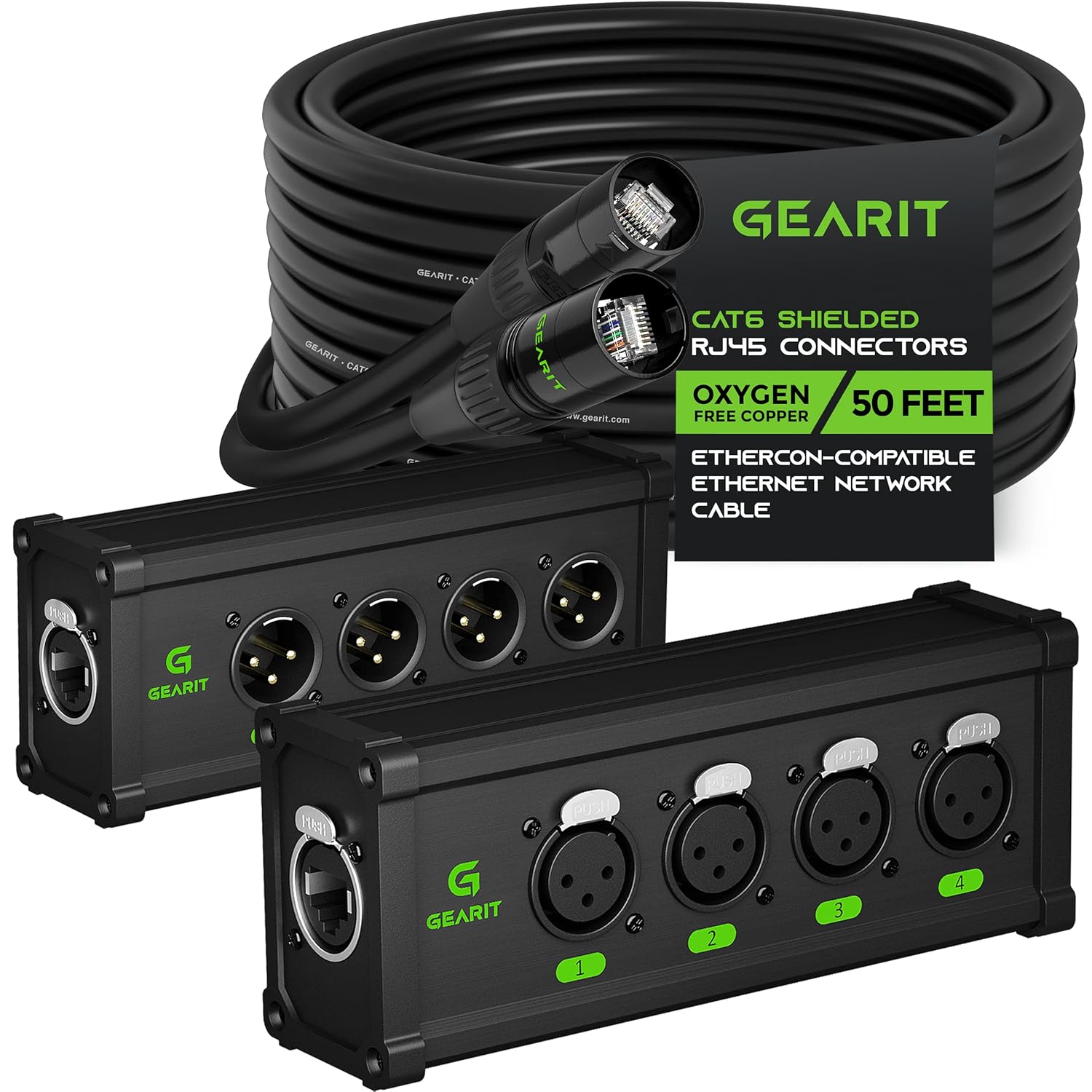 Amazon.com: GEARit 50ft EtherCon-Compatible Cable & 4CH Extender ...