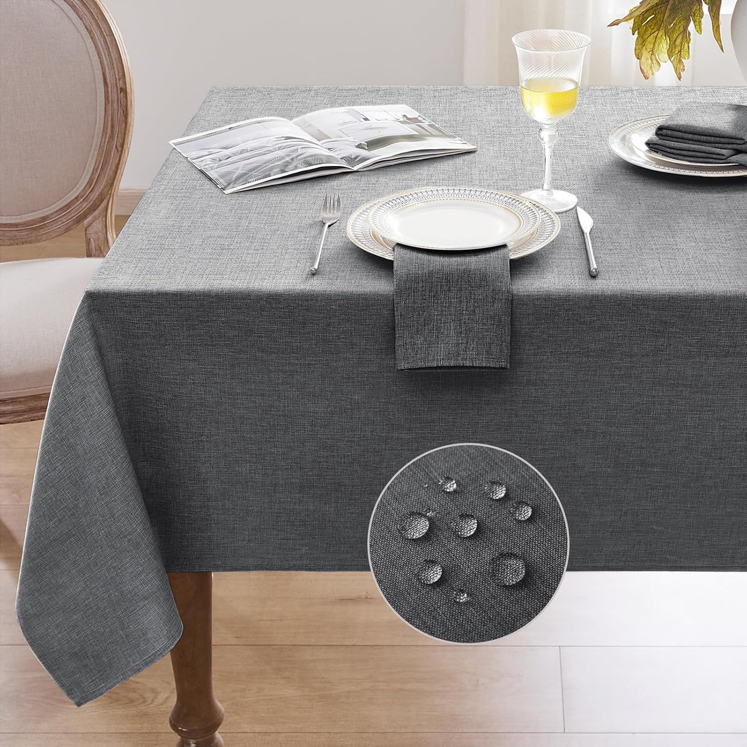 Amazon.com: Softalker Linen Textured Rectangle Tablecloth,Waterproof ...
