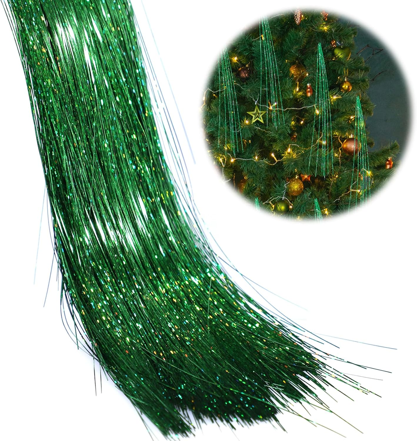Amazon.com: lasuroa 2000pcs Tinsel Icicle Strands, Christmas Tree ...