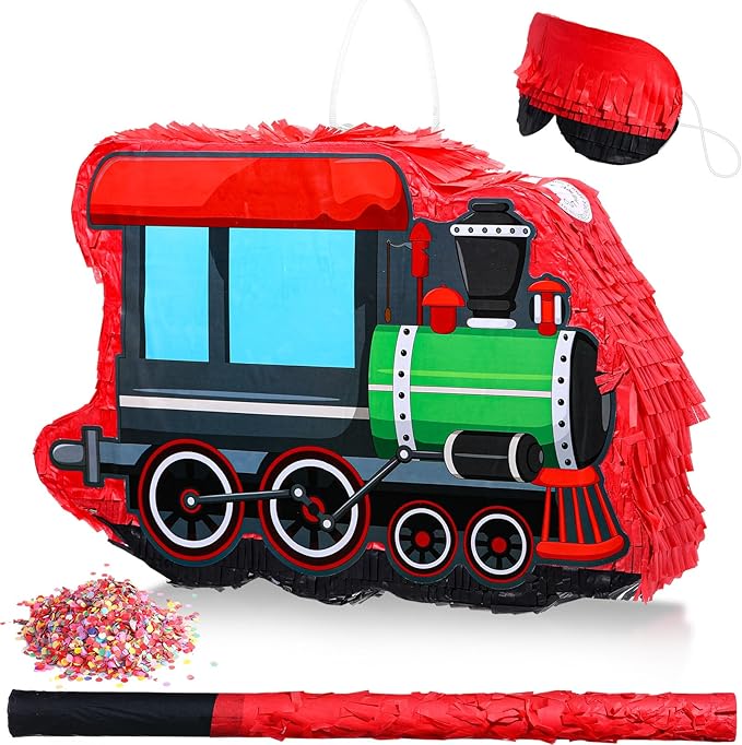 Amazon.com: Jenaai 3D small Train Piñata for Birthday Party with Stick ...