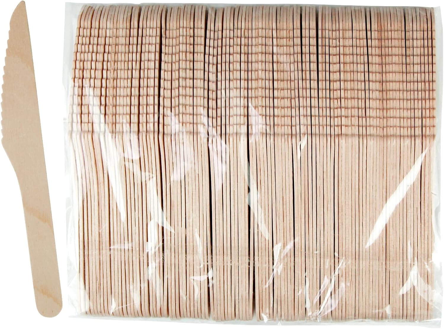 Amazon.com: 100 Pack Disposable Knives - 6.5 Inch Length Wooden Cutlery ...