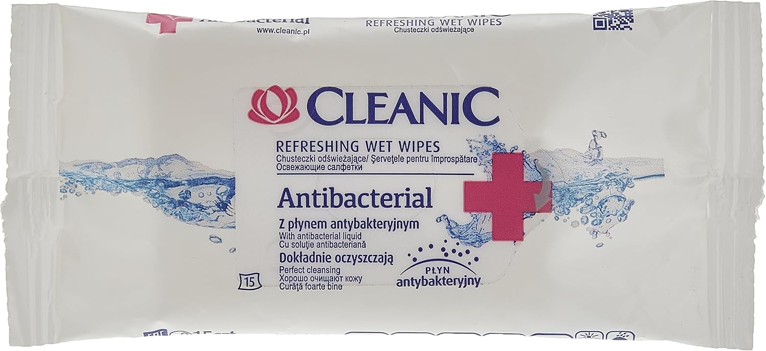 CLEANIC Antibacterial Wipes, Pack of 15 - Personal Hygiene, Skin ...