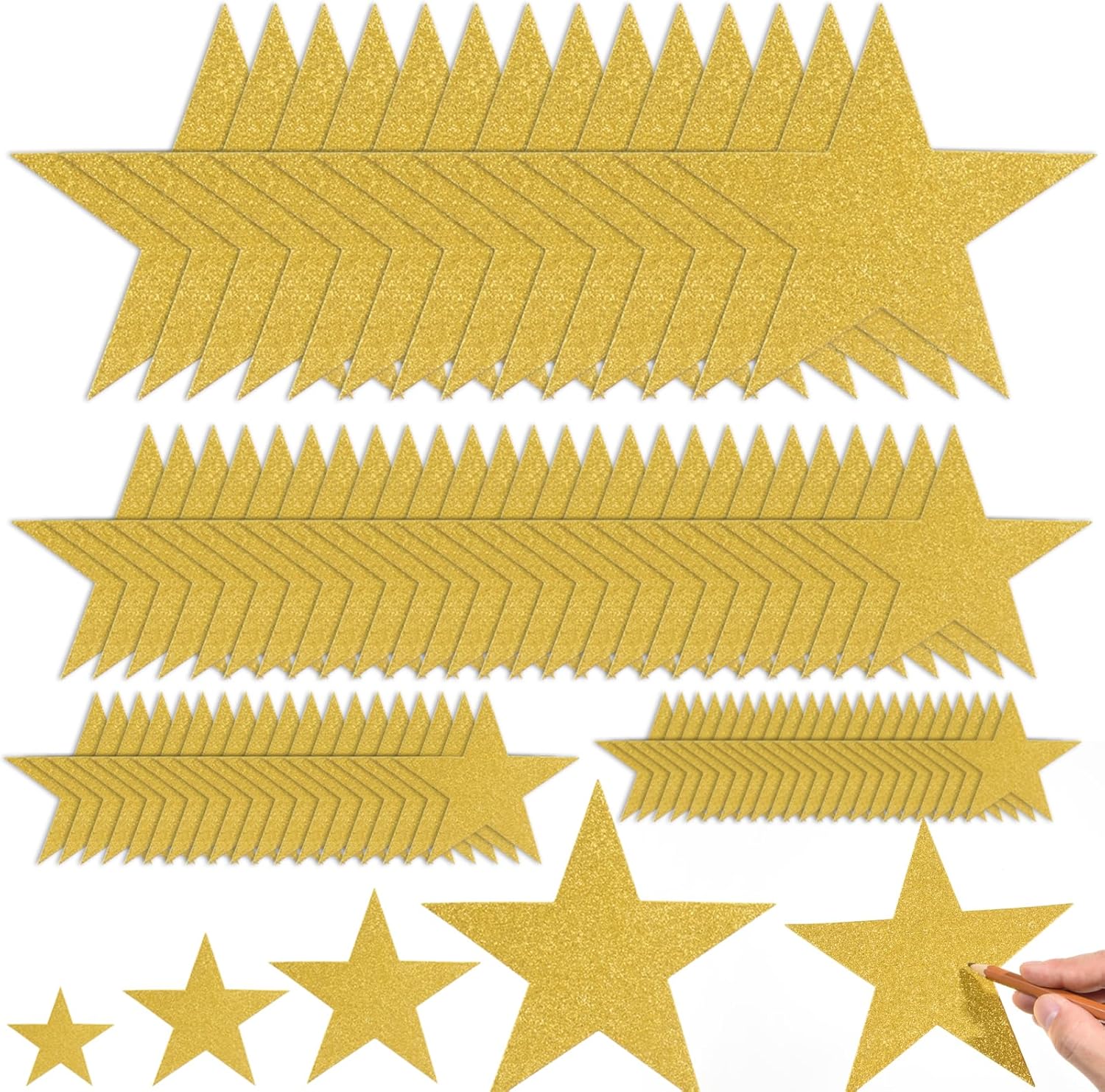 Amazon.com: 180 Pcs Gold Glitter Star Cutout Paper Five Star Cutouts ...