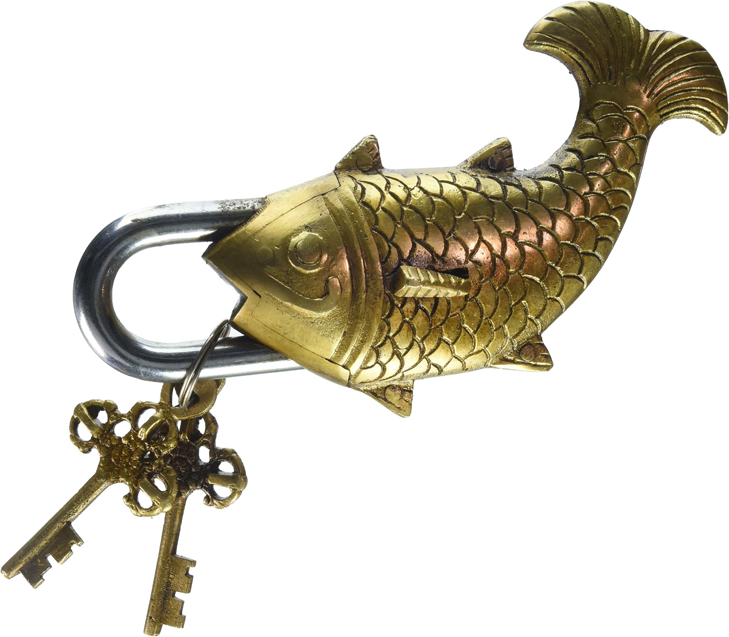 Antique Style Fish Type Padlock - Lock with Key - Brass Made - Padlock ...