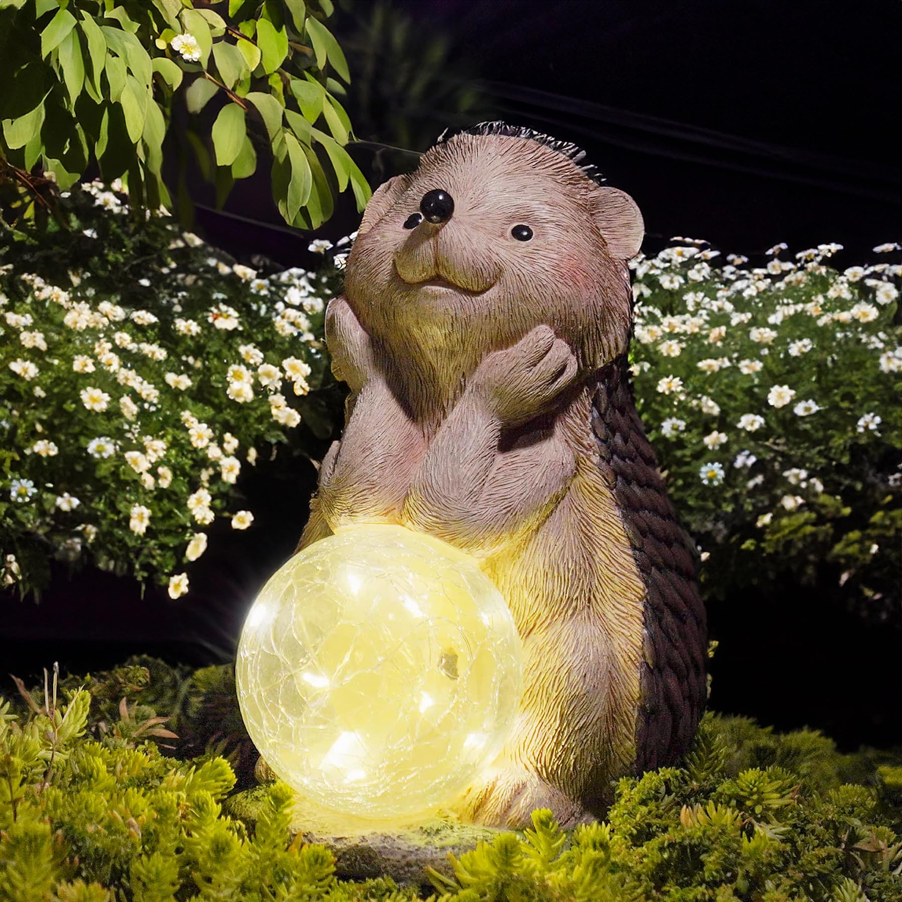 Amazon.com: Euiroet Solar Garden Hedgehog Statue with LED Lights,Funny ...