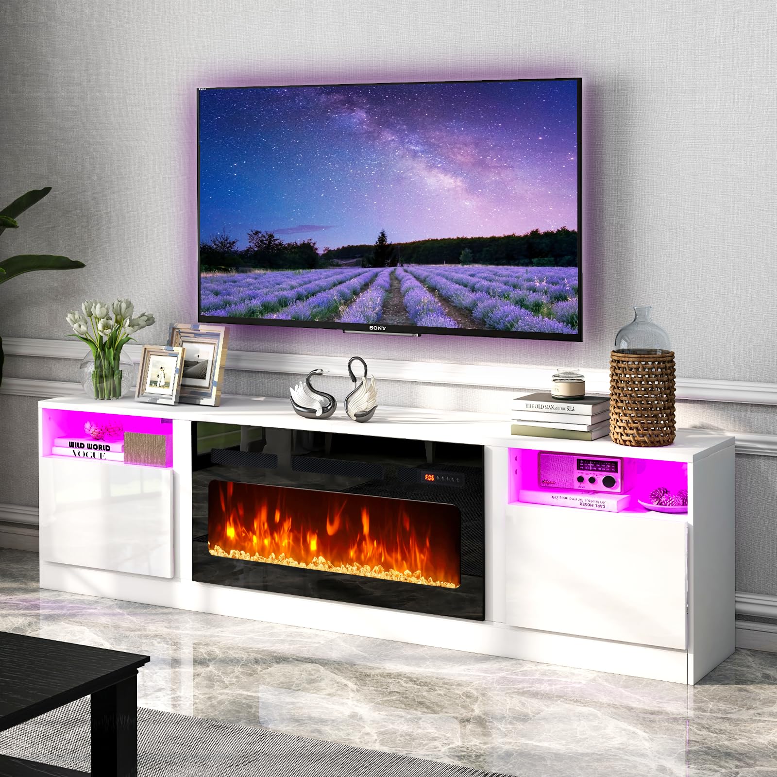 Amazon.com: oneinmil Fireplace TV Stand with 36" Electric Fireplace ...
