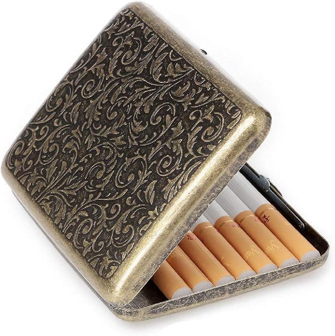 Amazon.com: Retro Cigarettes Case Alloy Frosted Cigaret Box Double ...