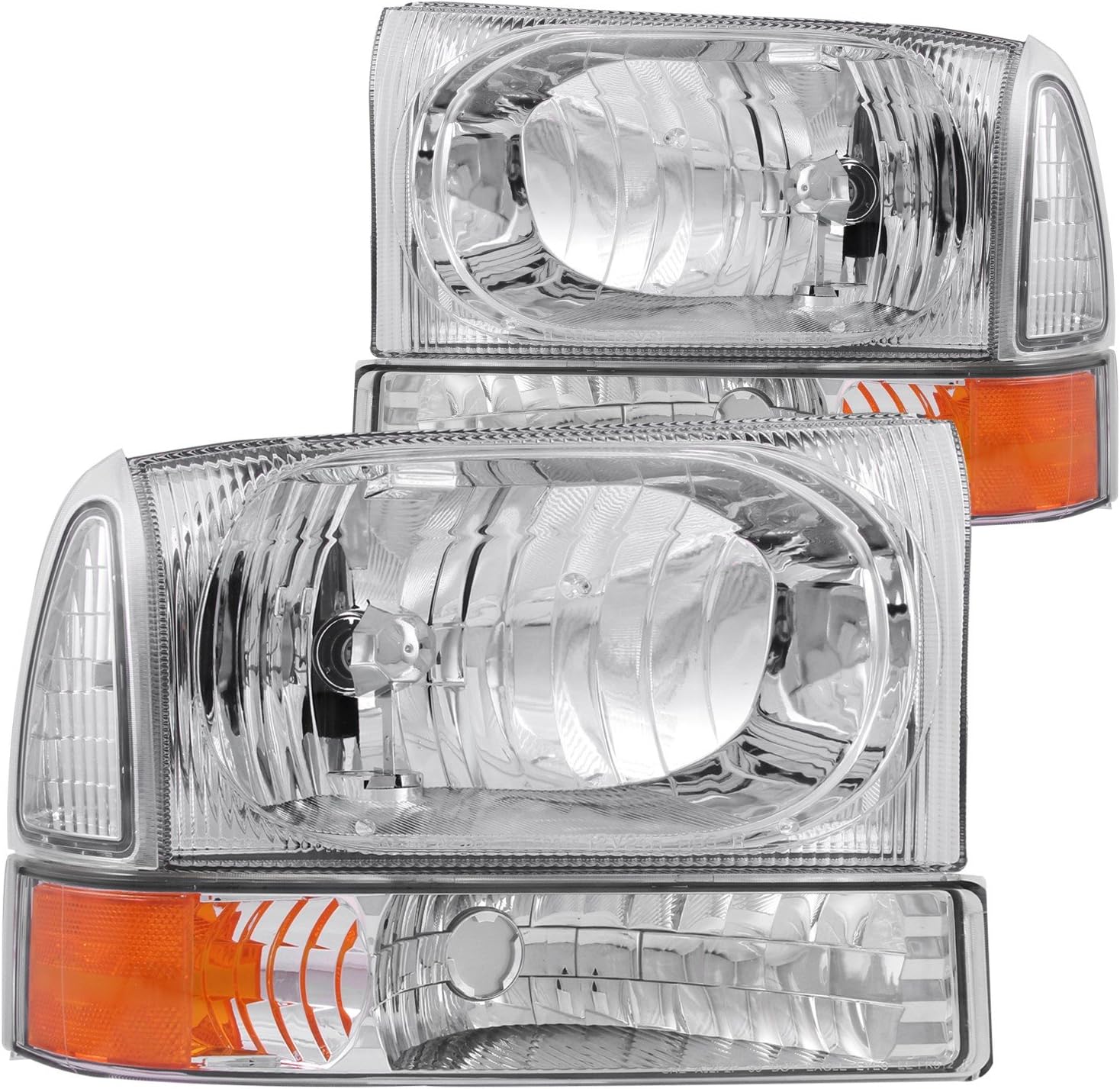Amazon.com: HEADLIGHTSDEPOT Chrome Housing Halogen Headlights ...