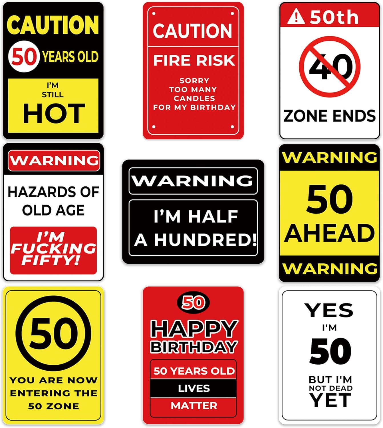 Amazon.com: 50th Birthday Party Decorations, 9Pcs Funny Wall Signs for ...