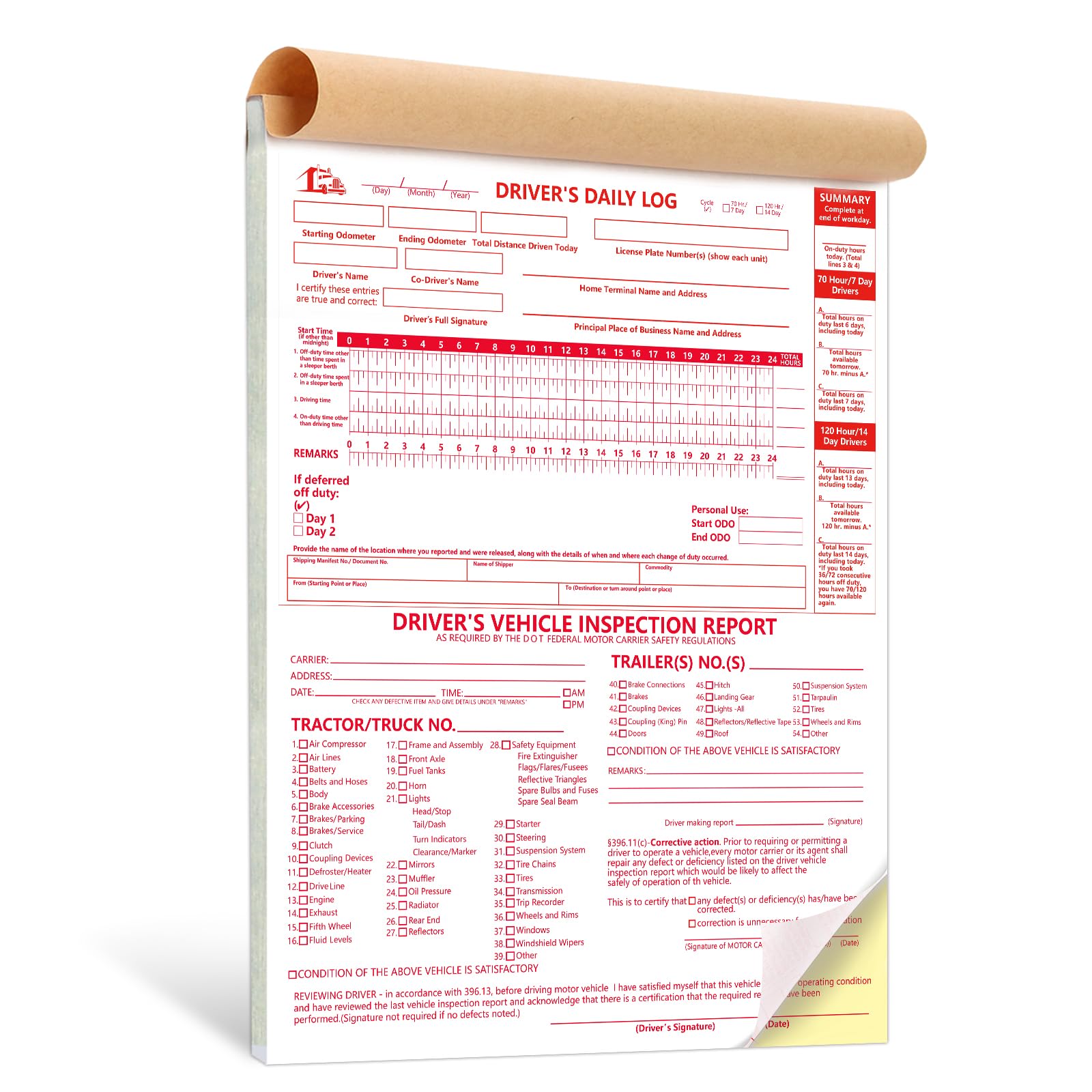 Amazon.com : 8.5x11inch 2-in-1 Driver Log Books for Truckers Dot Log ...