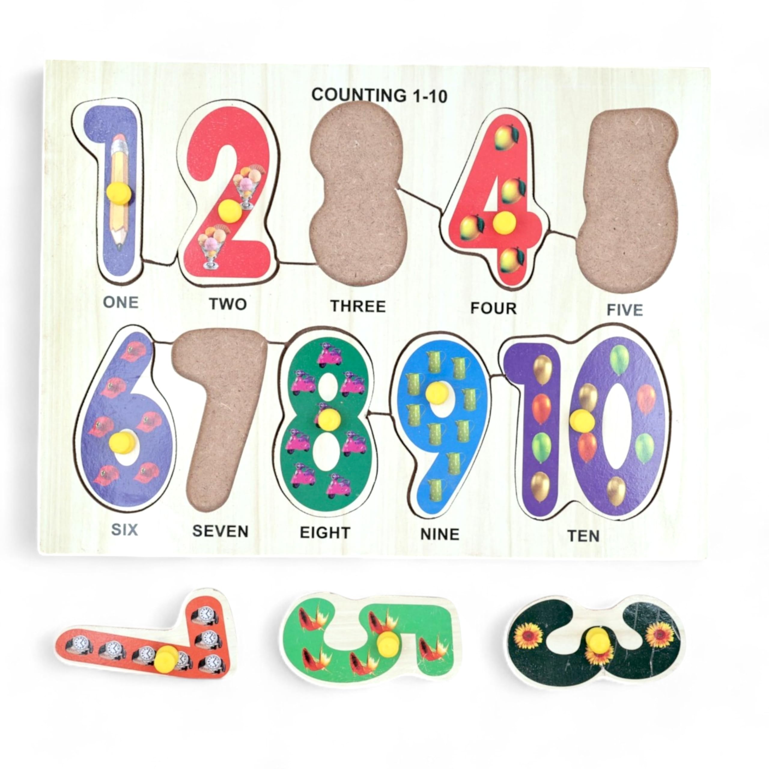 Krafthooks 1 to 10 Wooden Counting Number Puzzle for Kids | Educational ...