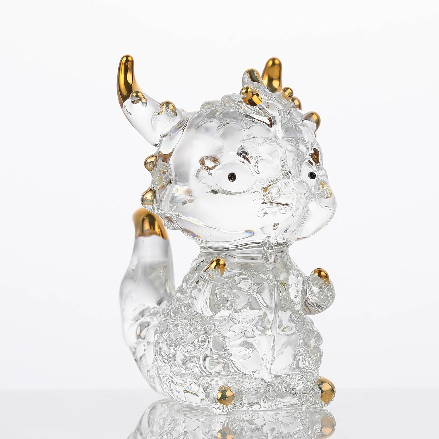 Amazon.com: Qianwei Gilding Crystal Dragon Figurines - Blown Glass ...