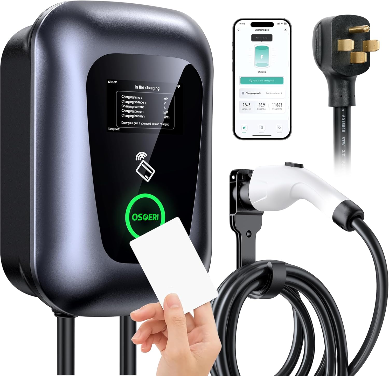 Amazon.com: Osoeri EV Charger, Level 2 Smart Electric Vehicle(EV ...