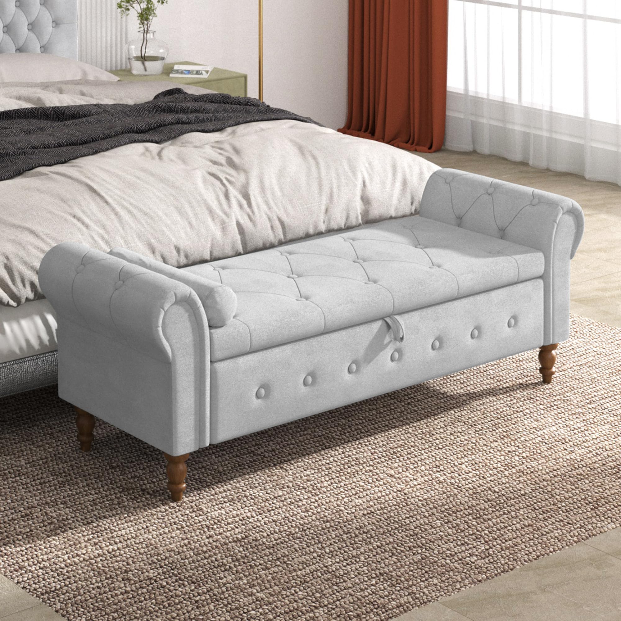 Amazon.com: Befurtori End of Bed Storage Bench for Bedroom, 63" Bench ...