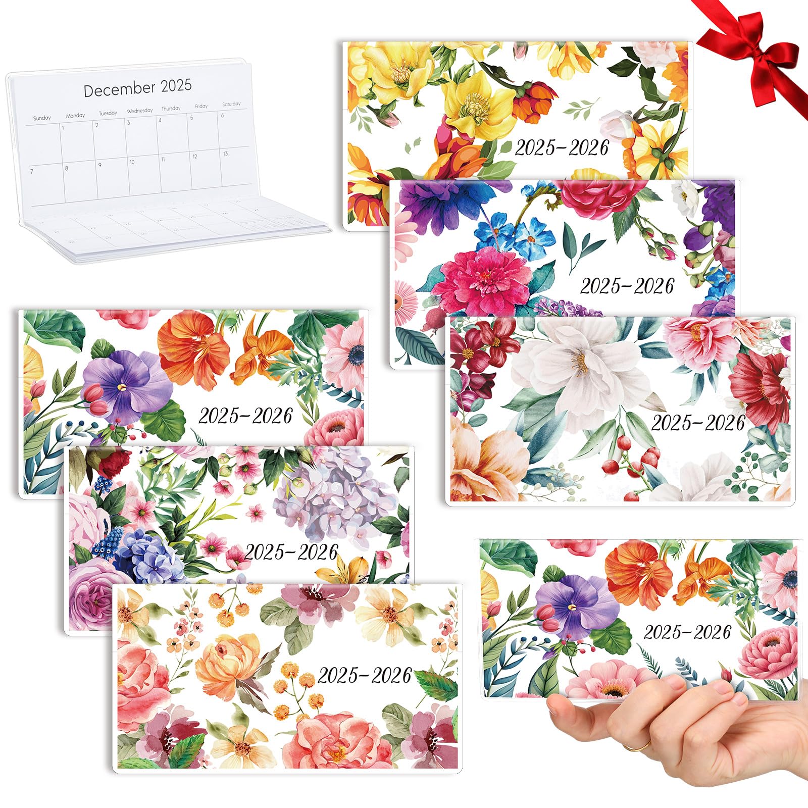 Amazon.com : ReliThick 6 Pcs 2025-2026 Pocket Calendar with PVC Cover 3 ...
