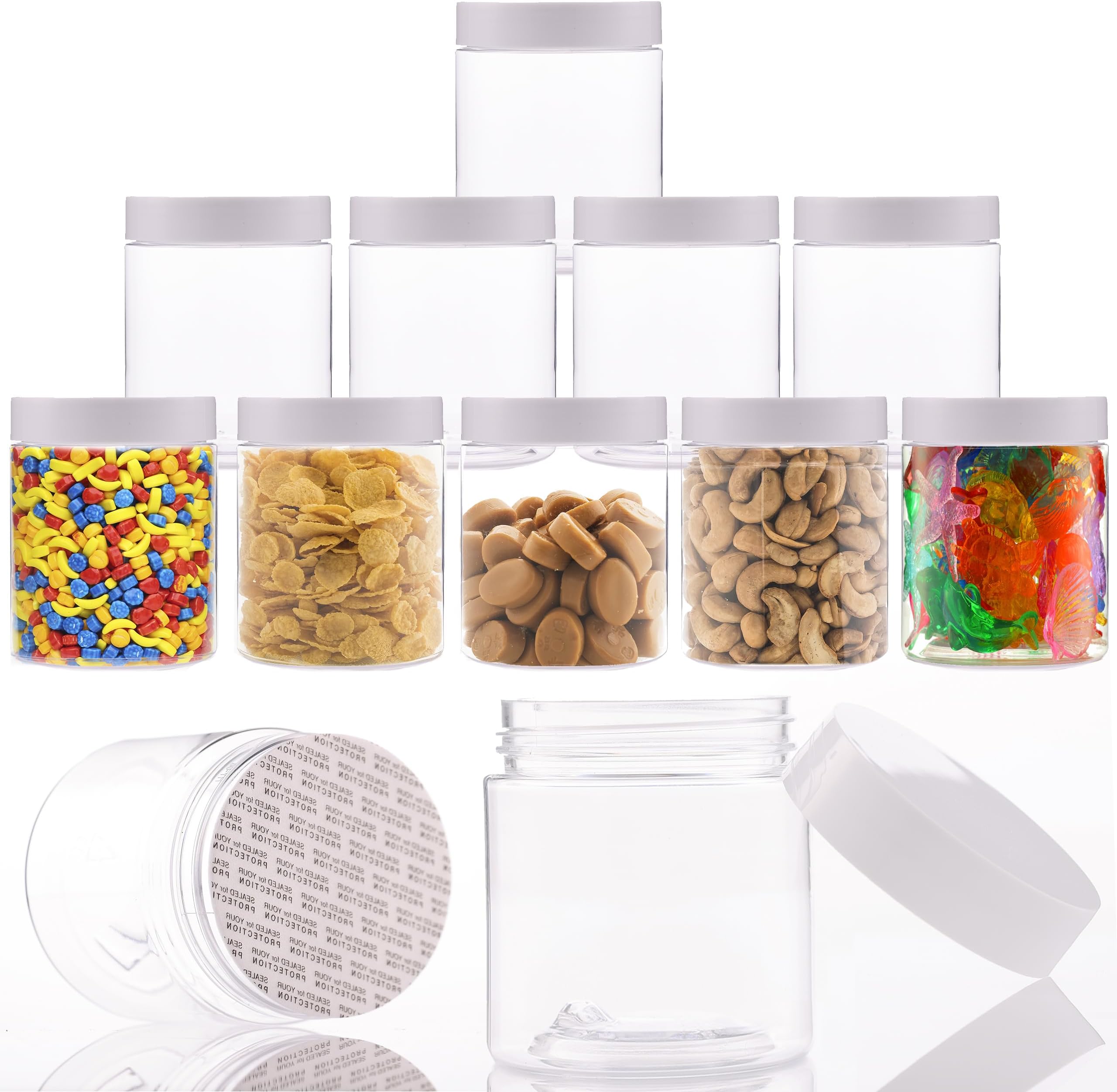 Amazon.com: Plastic Jars with Lids - 8 OZ Small Plastic Containers - 12 ...