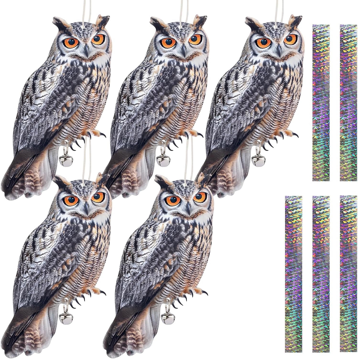 5pcs Plastic Owl Decoy to Scare Birds Away Pigeon Deterrent with Bird ...