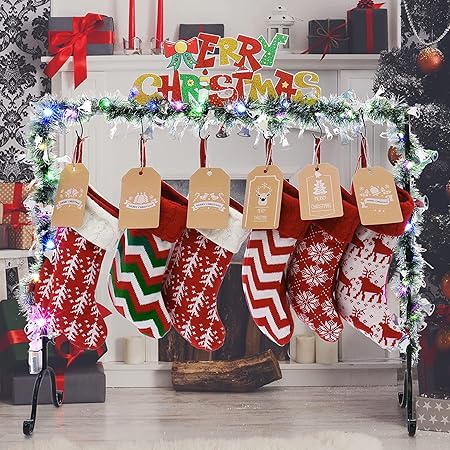Amazon.com: Freestanding Christmas Stocking Holder with 6 Hangers Metal ...