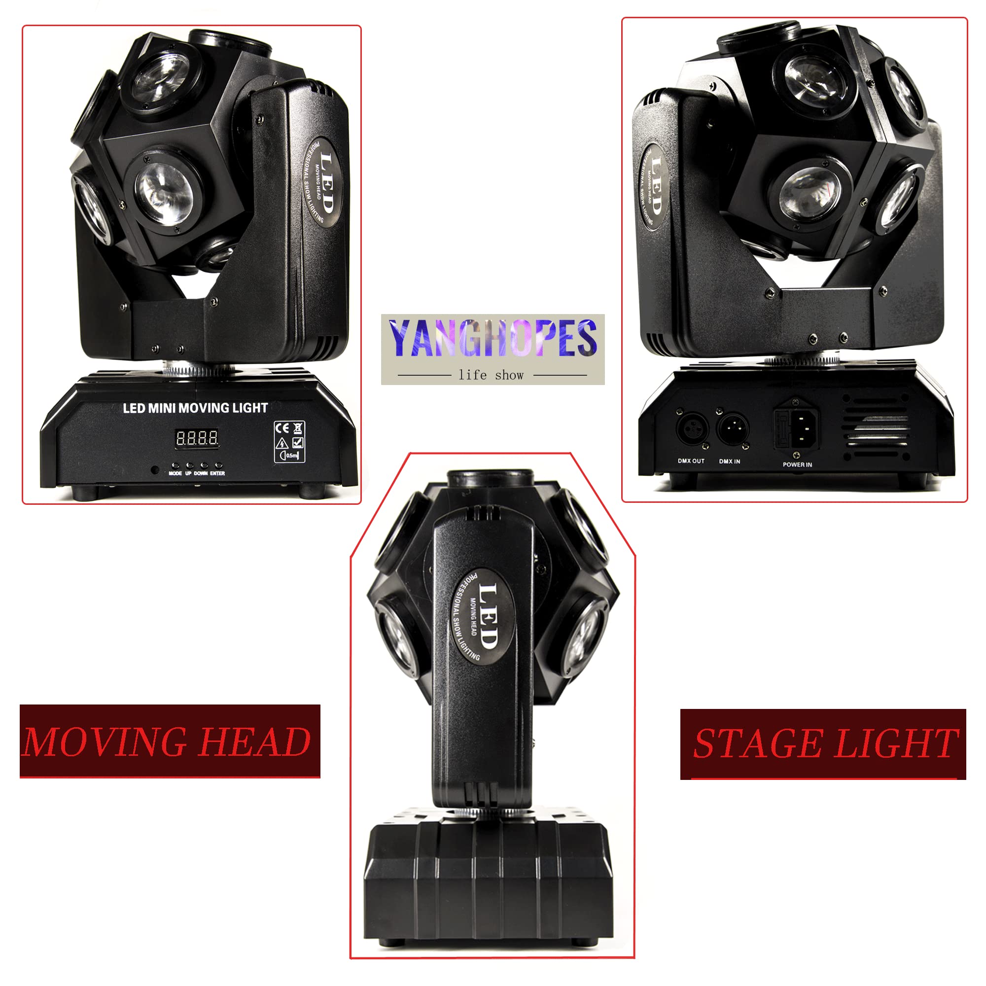 Moving Head DJ Light Party RGBW LED Beam Lights DMX 512 Strobe Light ...