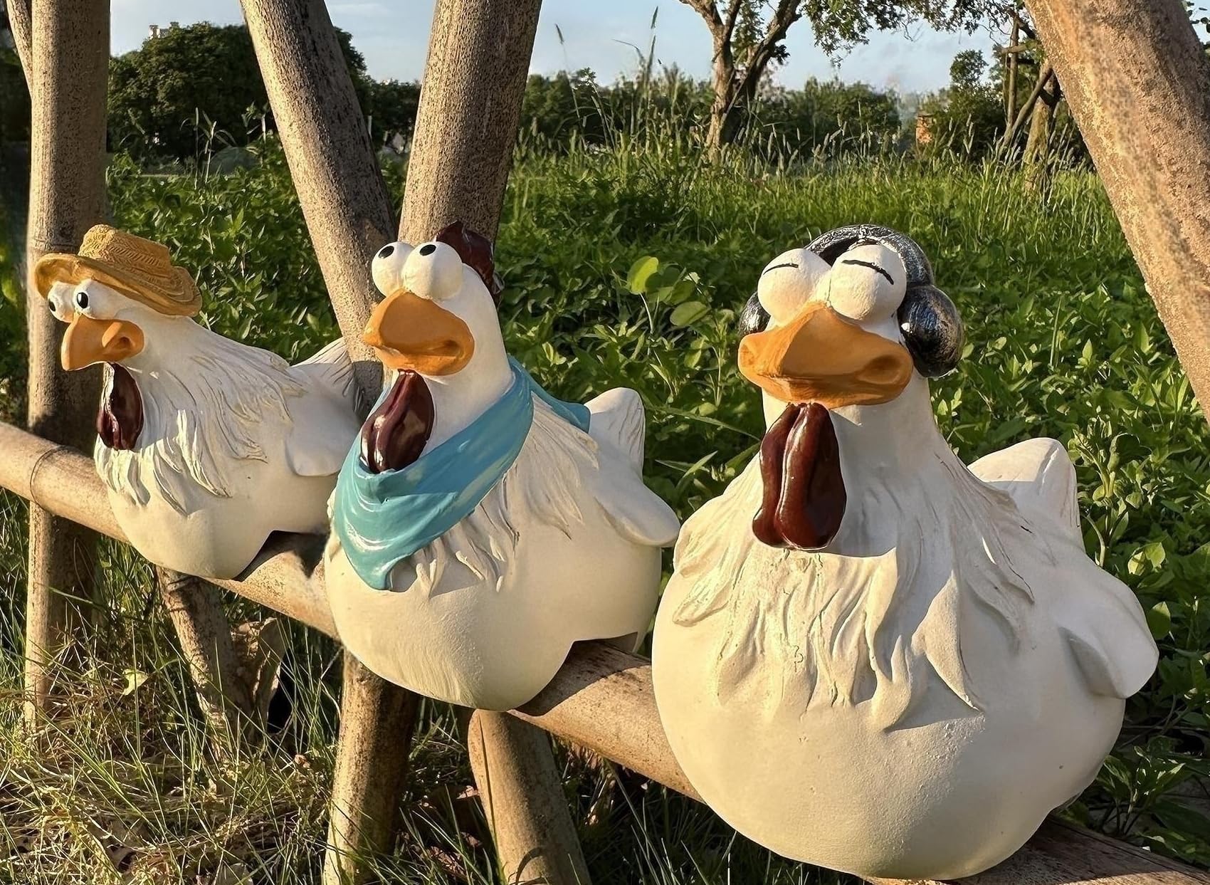 Amazon.com: Teaeeno Chicken Fence Decoration,Funny Farm Sculpture ...