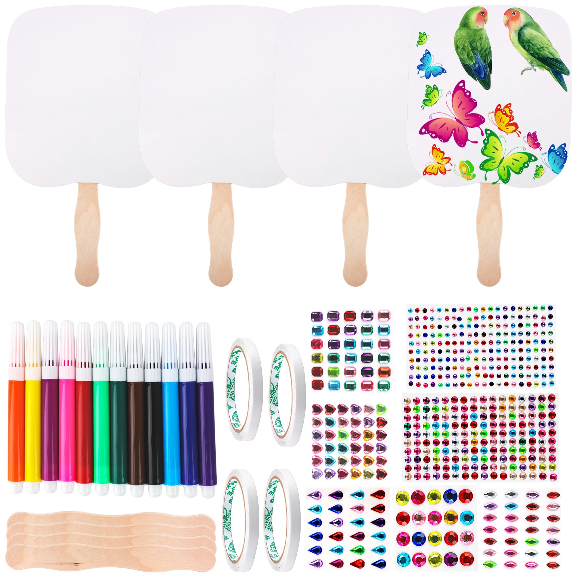 Amazon.com: Drayear 50 Set Church Fans Handheld Set DIY Paper Fan Craft ...