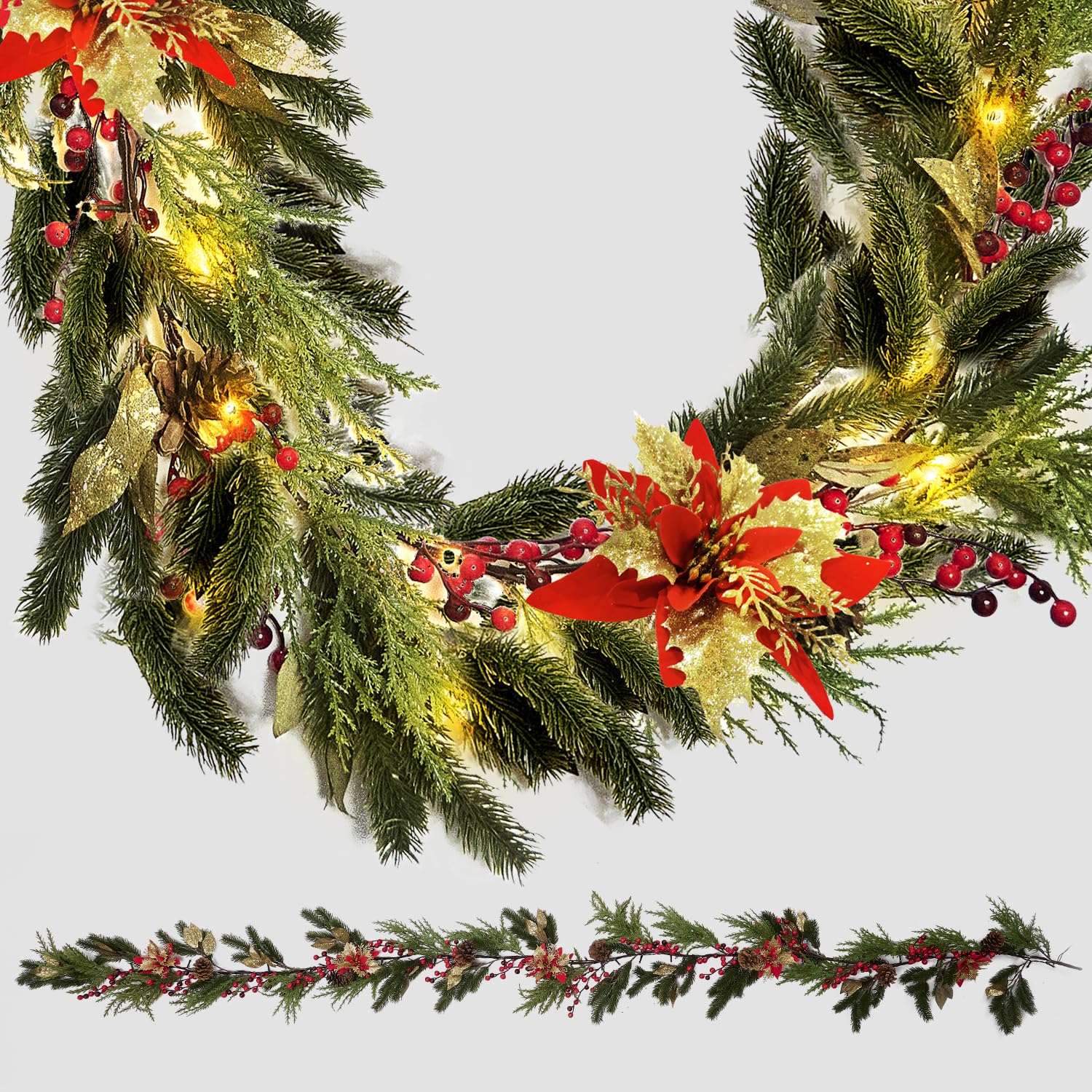 Amazon.com: Christmas Garland Decoration with Lights - 9FT 70 LEDs ...
