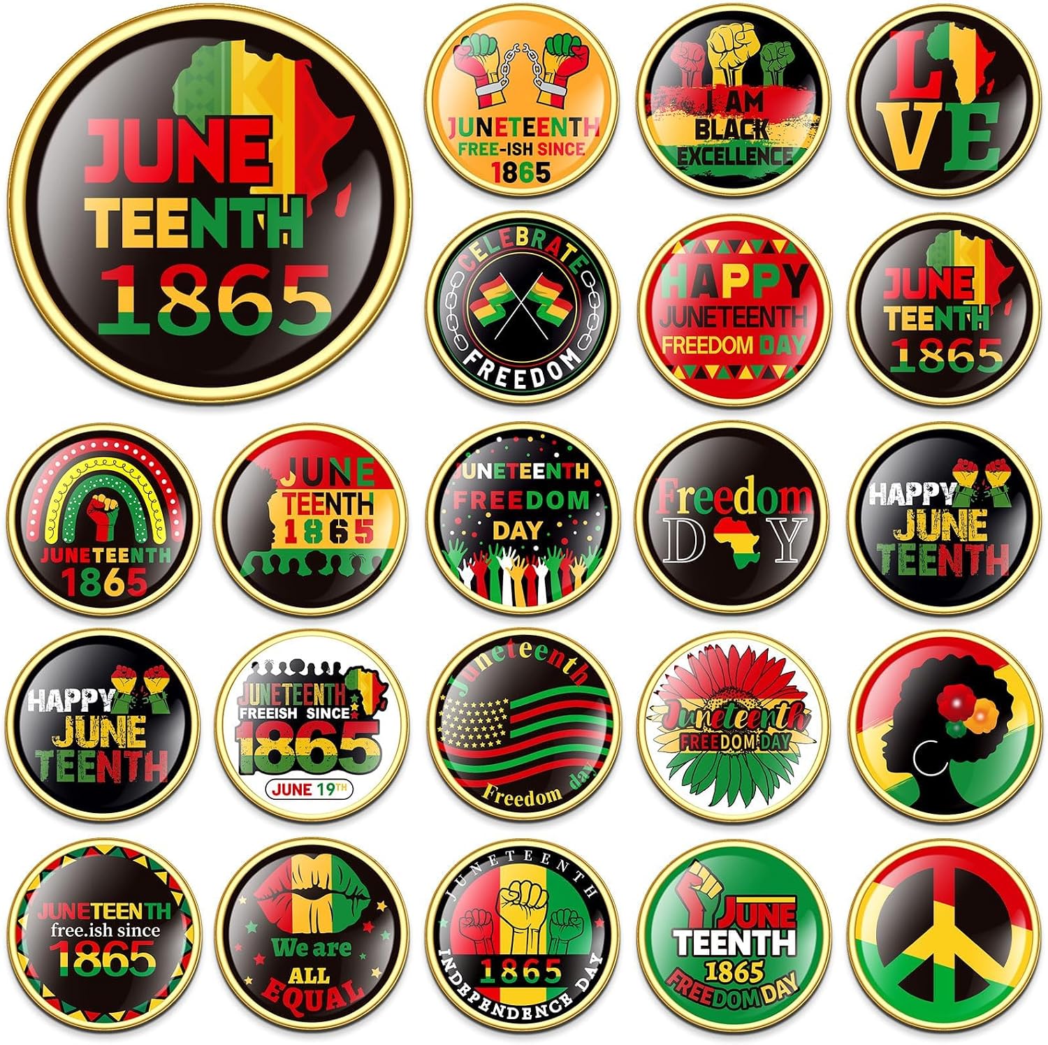 Amazon.com: DTOFOOT 30PCS Juneteenth Freedom Day Buttons Black History ...