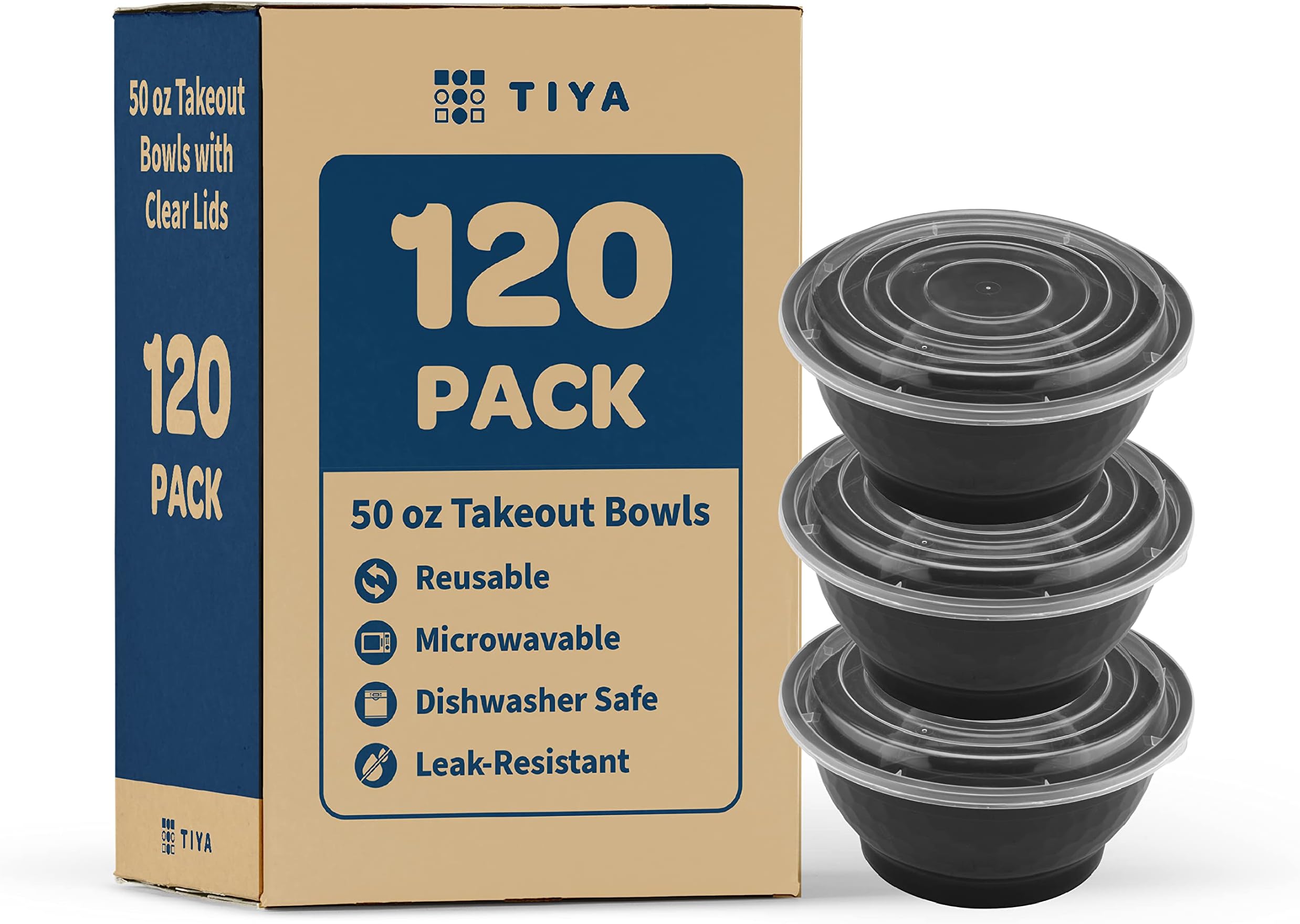 Amazon.com: TIYA Takeout Food Containers - 24 oz Bulk 150 Pack with ...