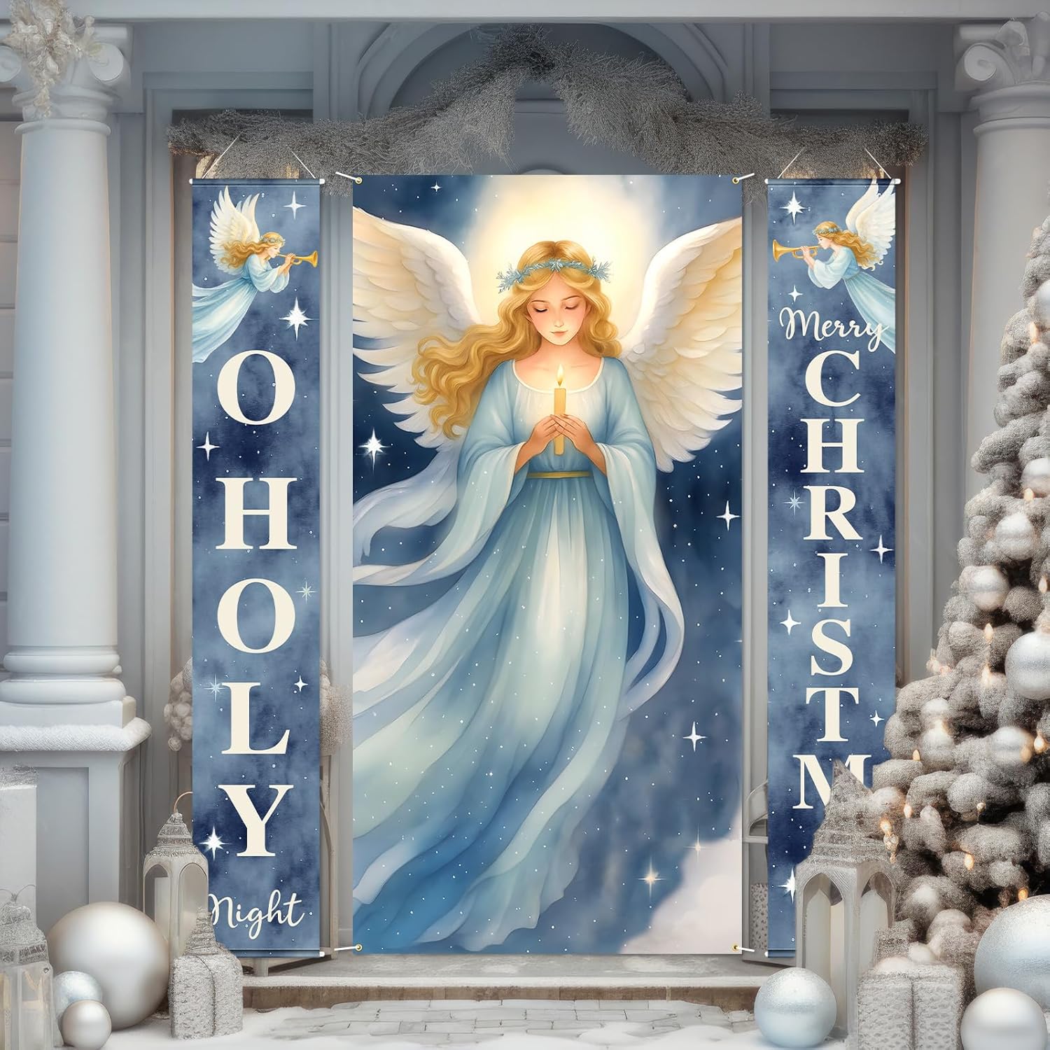Amazon.com: Lounsweer 3 Pcs Christmas Angel Door Cover and Banners Set ...