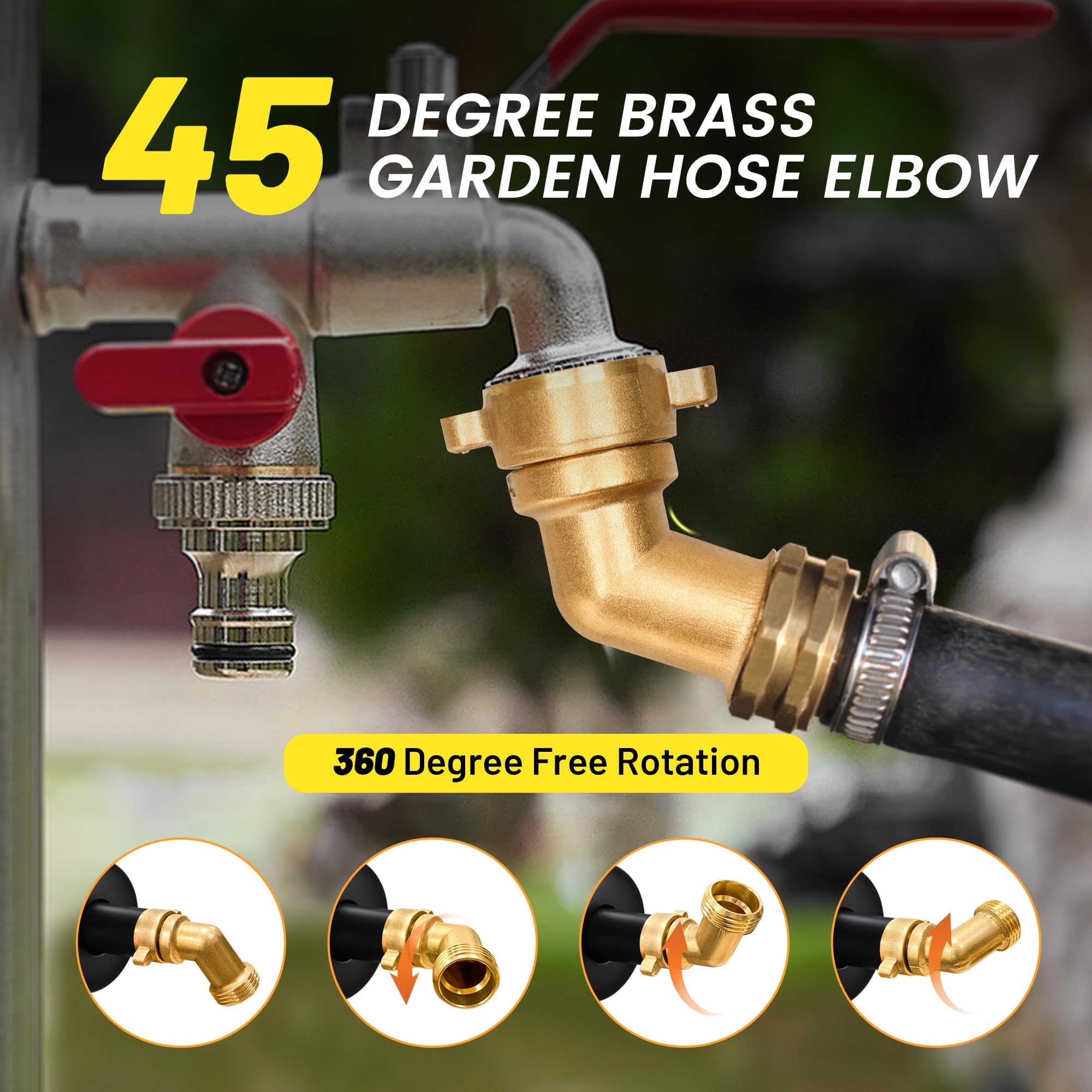 Garden Hose Angle Adapter 45 Degree Water Hose Elbow With Filter RV ...