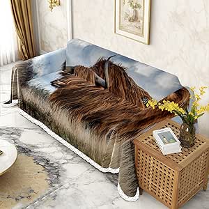 Amazon.com: MSINMKOK Couch Covers Highland Cow Washable Throw Covers ...