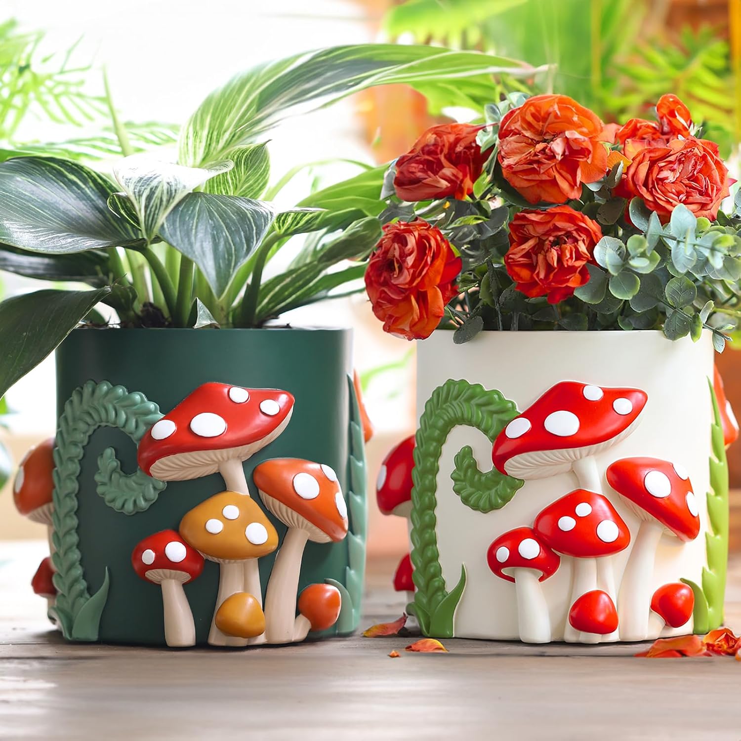 Amazon.com : GUGUGO Colorful Mushrooms Planters Cute Unique Rainbow ...