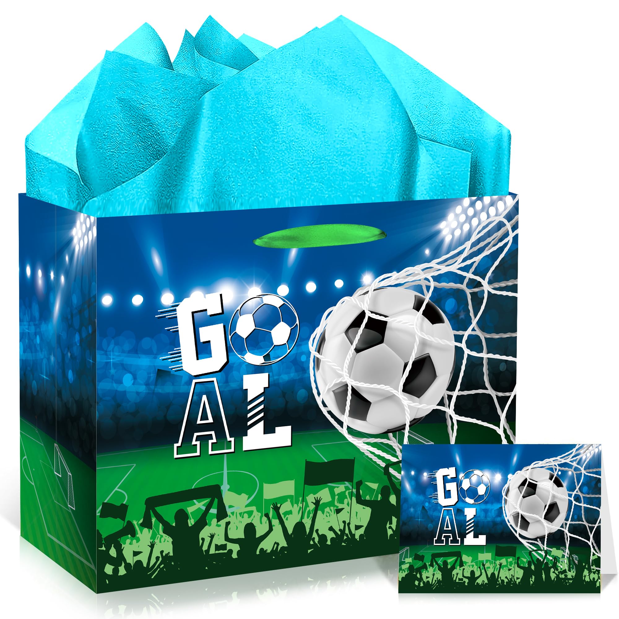 Amazon.com: EoBeCy Large Soccer Gift Bag: Goal Soccer Wrapping Paper ...