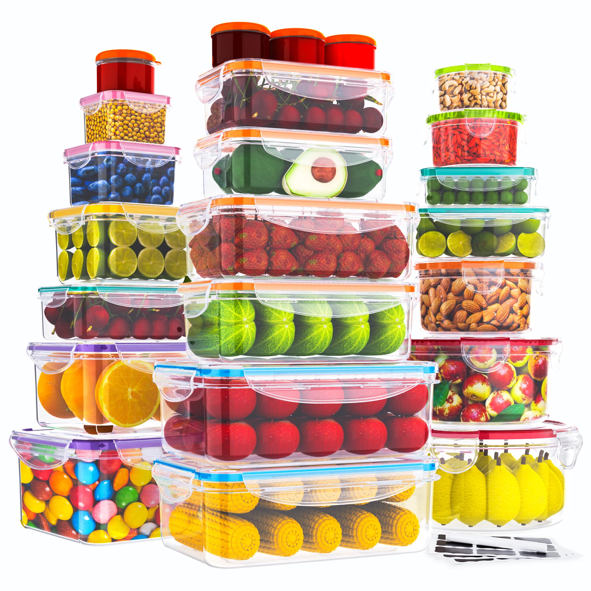 RockBerry 46 PCS Food Storage Containers with Lids Airtight- Plastic ...