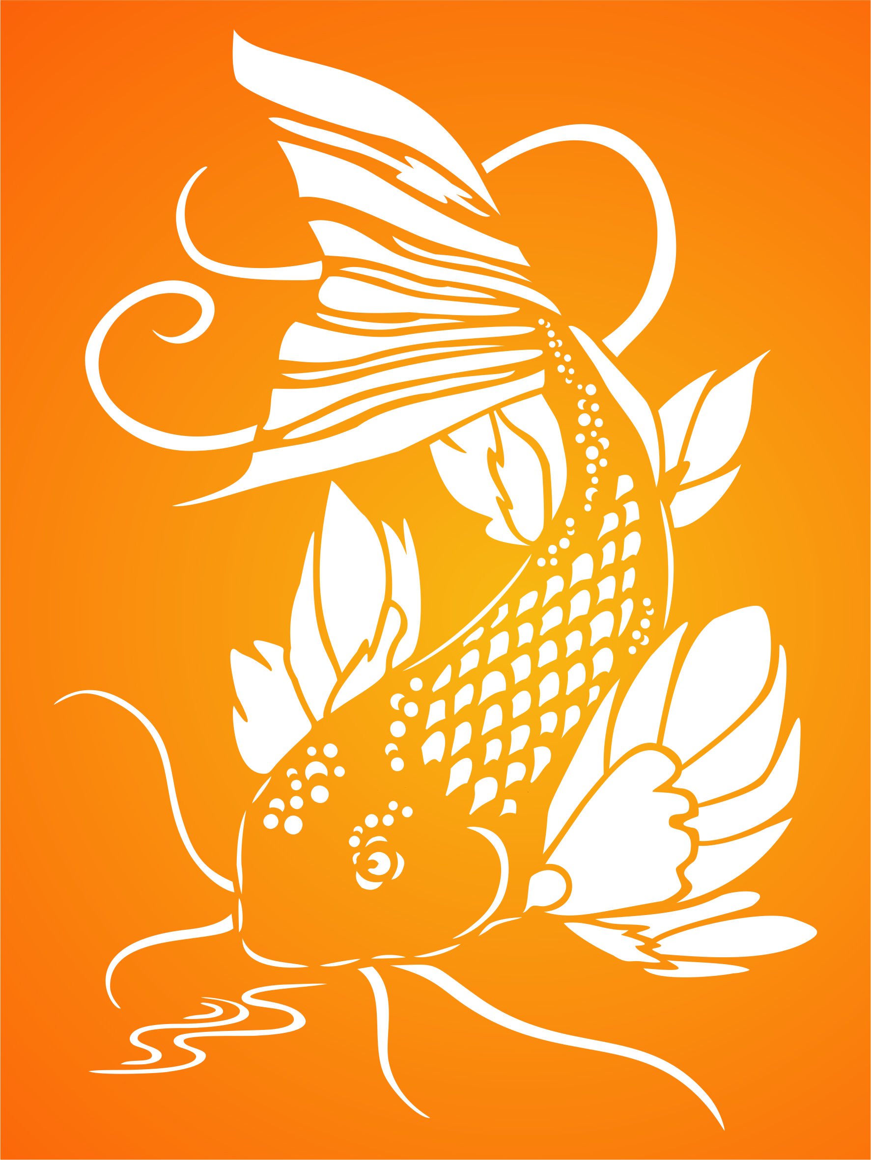 Simple Koi Fish Stencil