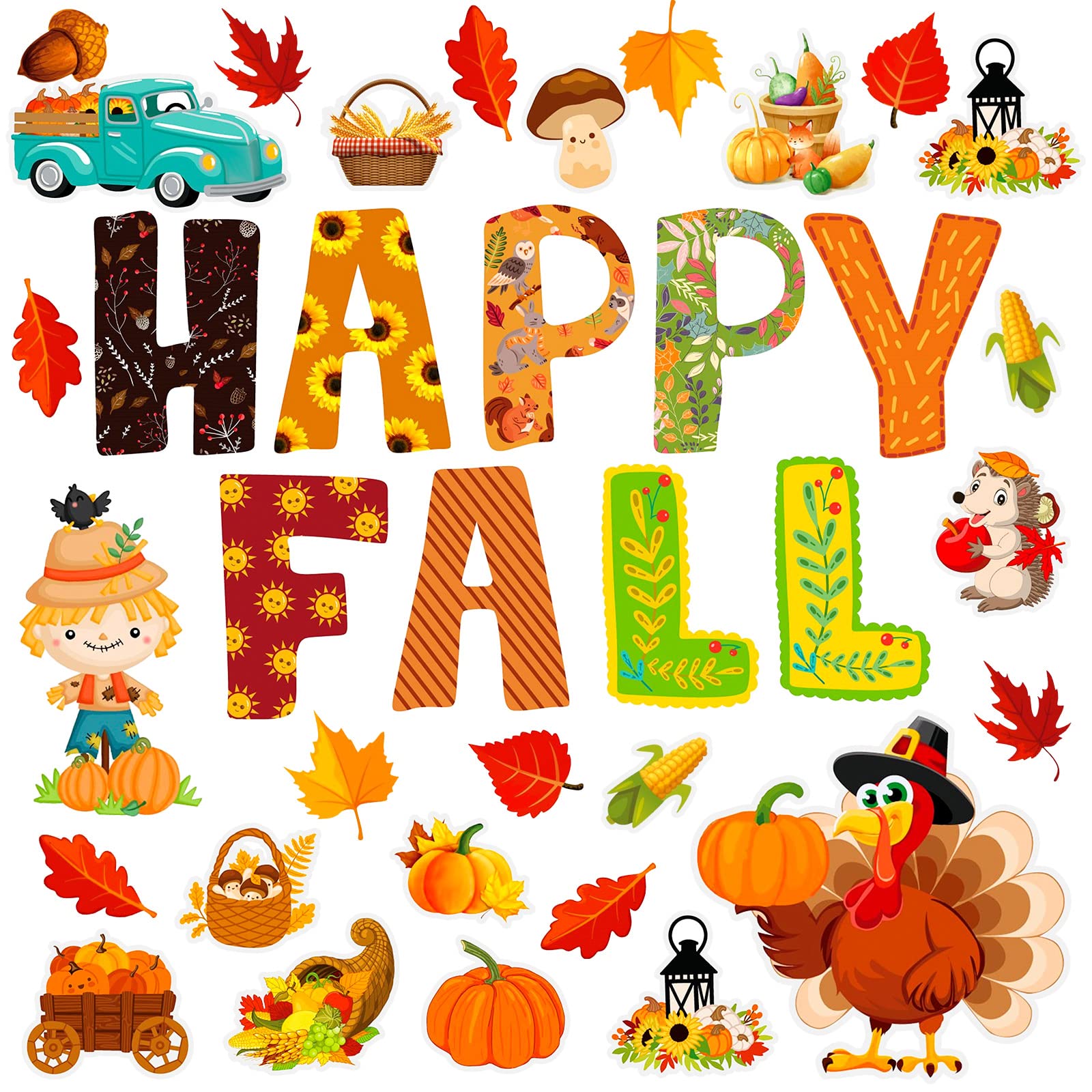Amazon.com: 84 Pcs Thanksgiving Fall Bulletin Board Decorations for ...