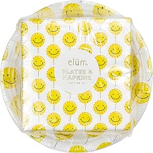 Amazon.com: Yellow Smiley Face Plates And Napkins Party Supplies ...