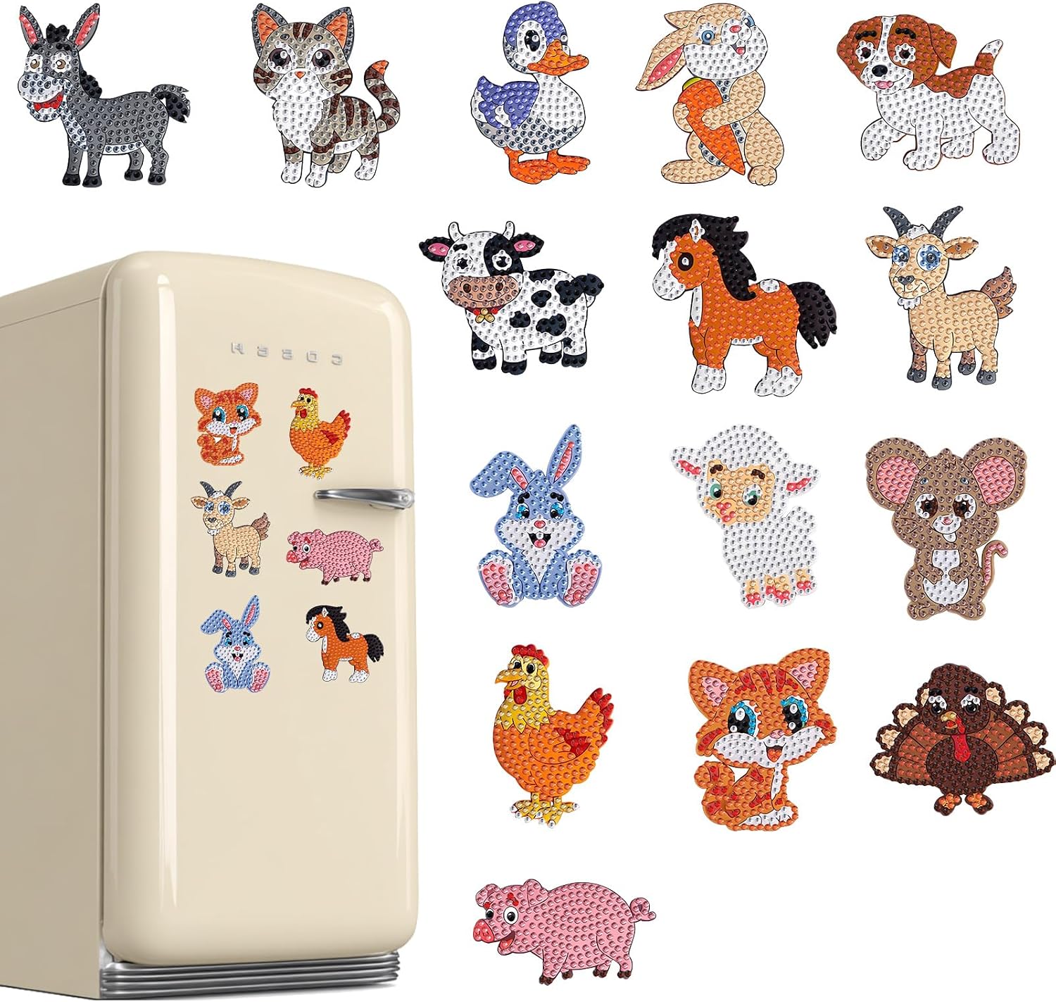 Amazon.com: Animal Diamond Art Magnets Kits, Animal Diamond Painting ...