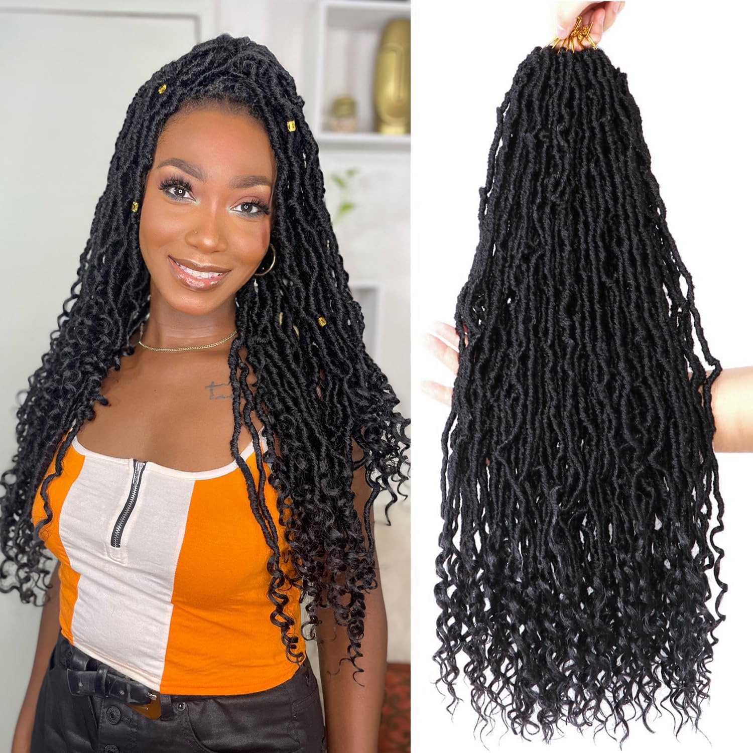 Amazon.com: Goddess Faux Locs Crochet Hair - 24 Inch 8 Packs Boho Soft ...