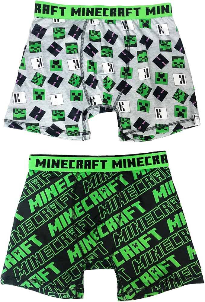 Minecraft Logo Creeper Face Kids Boxer Briefs 2 Pack : Amazon.ca ...