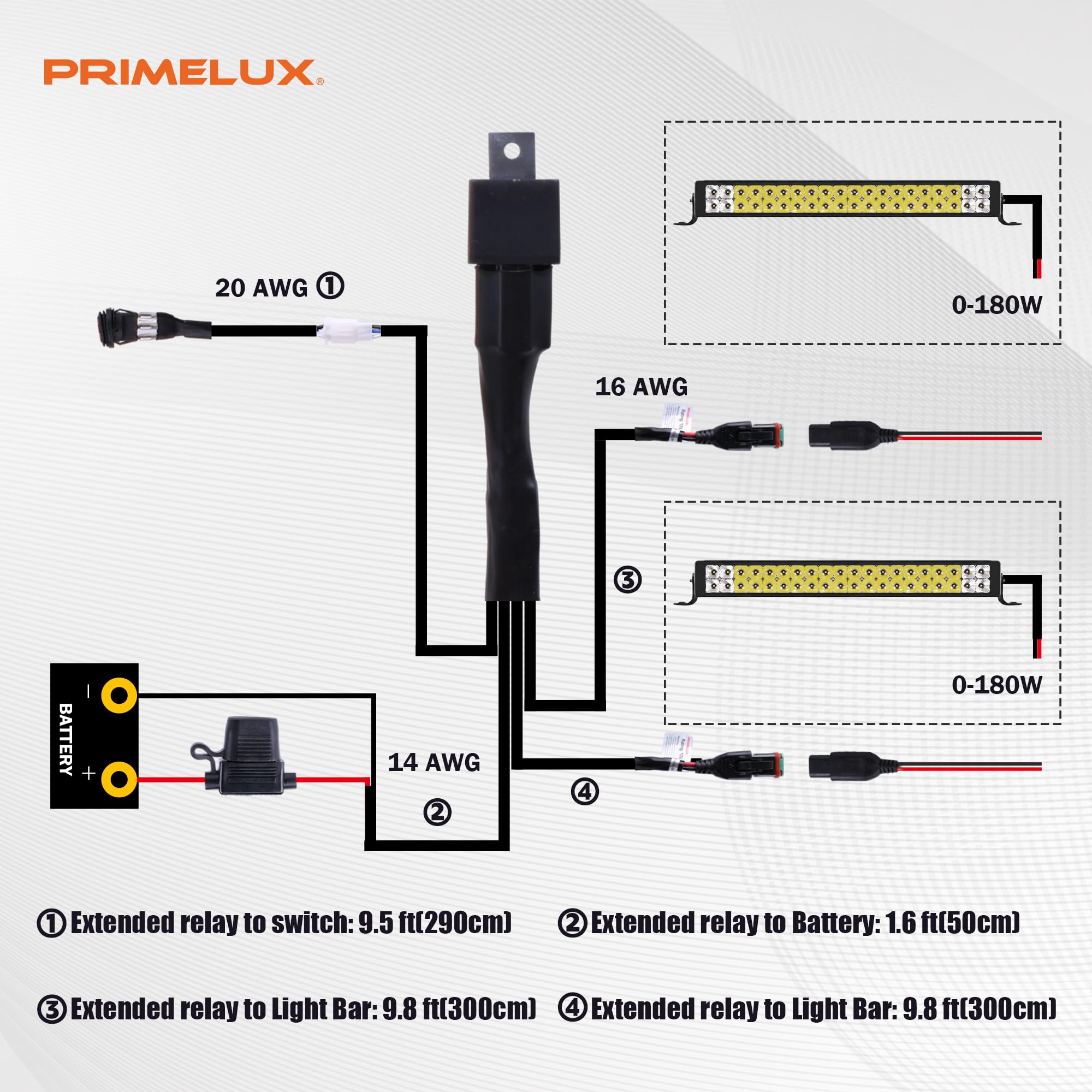 Snapklik.com : Lux 2 Lead 12ft 16 AWG 40A Relay Wiring Harness Kit For ...