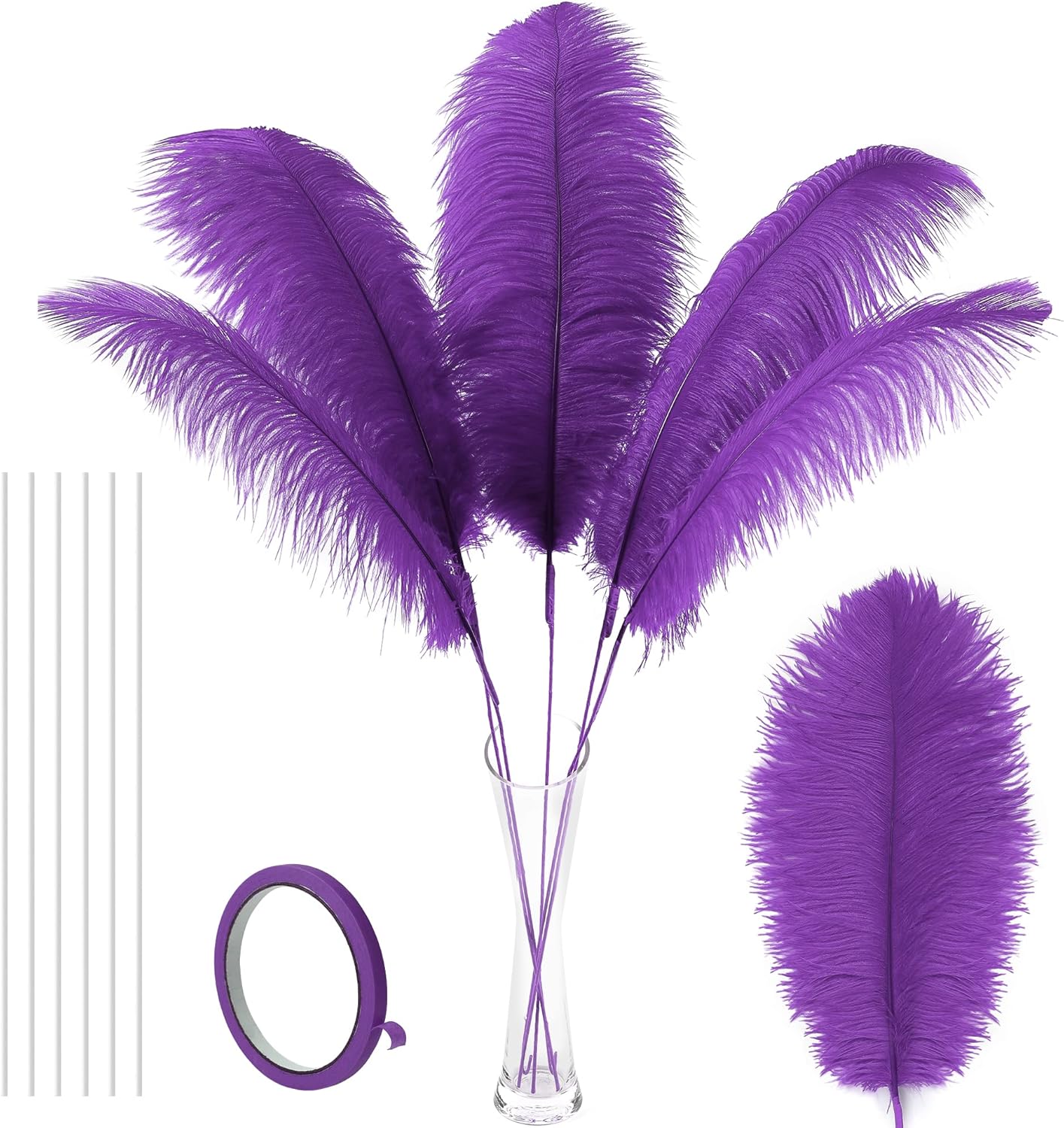 Amazon.com: Soarer Purple Big Ostrich Feathers - 10Pcs Making Kit ...