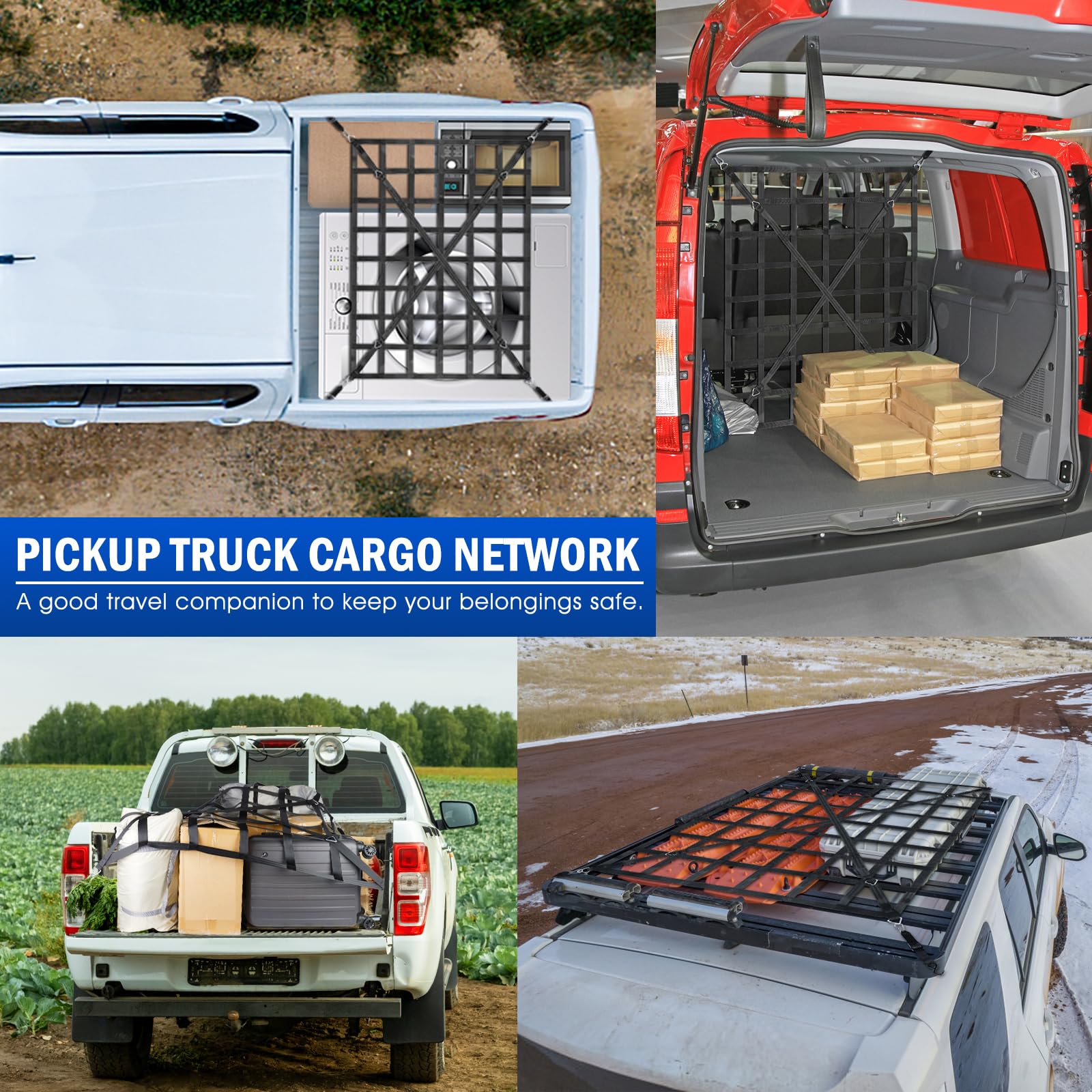 Snapklik.com : Cargo Net For Pickup Truck Bed, Migaven 66x 50 Heavy Duty Truck Short Bed Net For ...