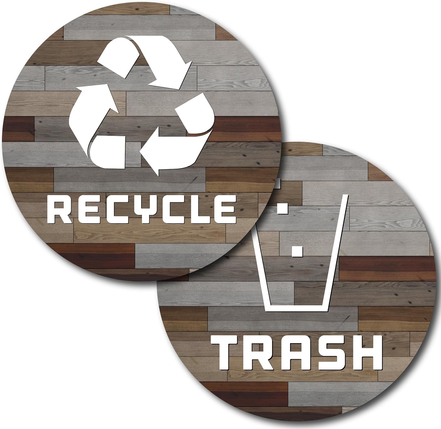 Amazon.com: 6 Pack Recycle and Trash Stickers - 4in Circle - to ...