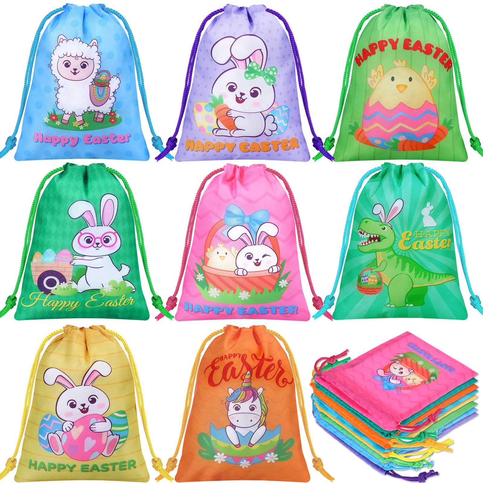 Amazon.com: Honoson 24 Pcs Happy Easter Party Favor Drawstring Bags ...